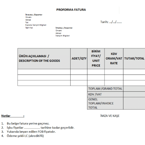 Proforma Fatura Nedir?